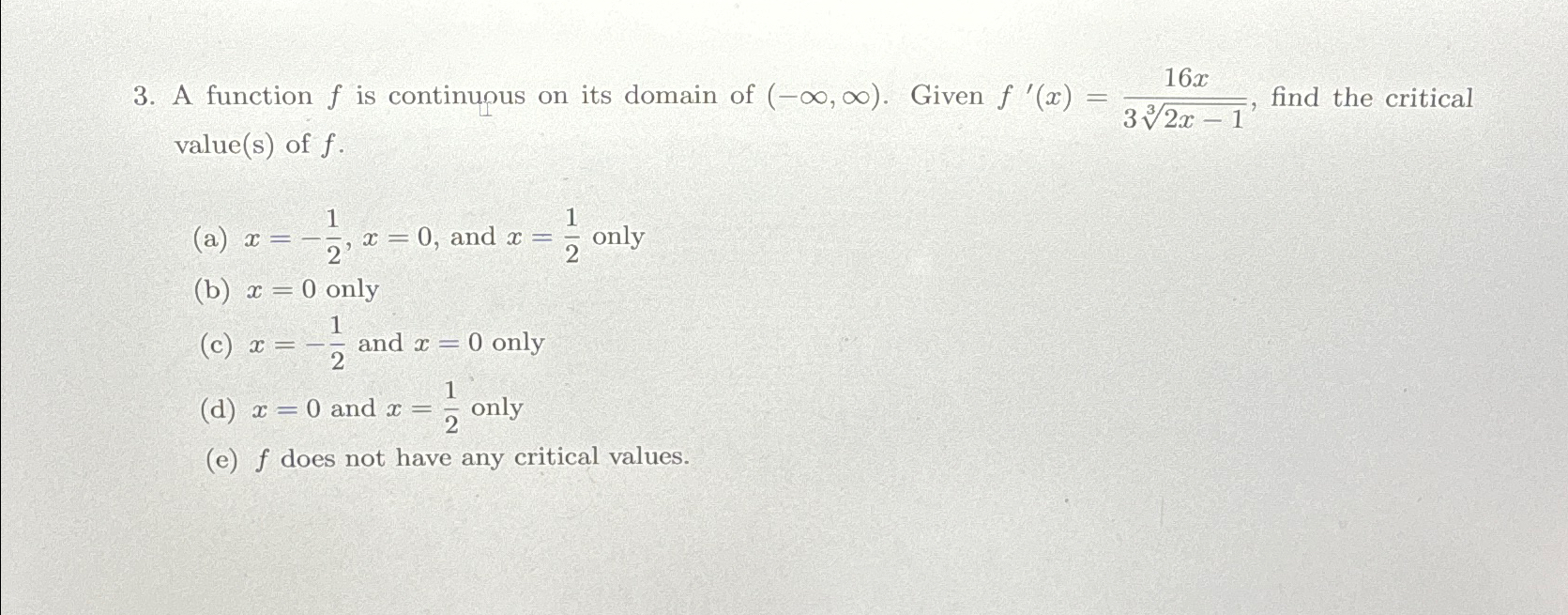 Solved A function f ﻿is continuous on its domain of (-∞,∞). | Chegg.com