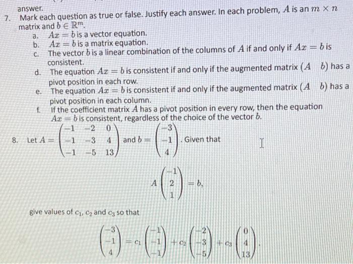 Solved answer. 7. Mark each question as true or false. | Chegg.com