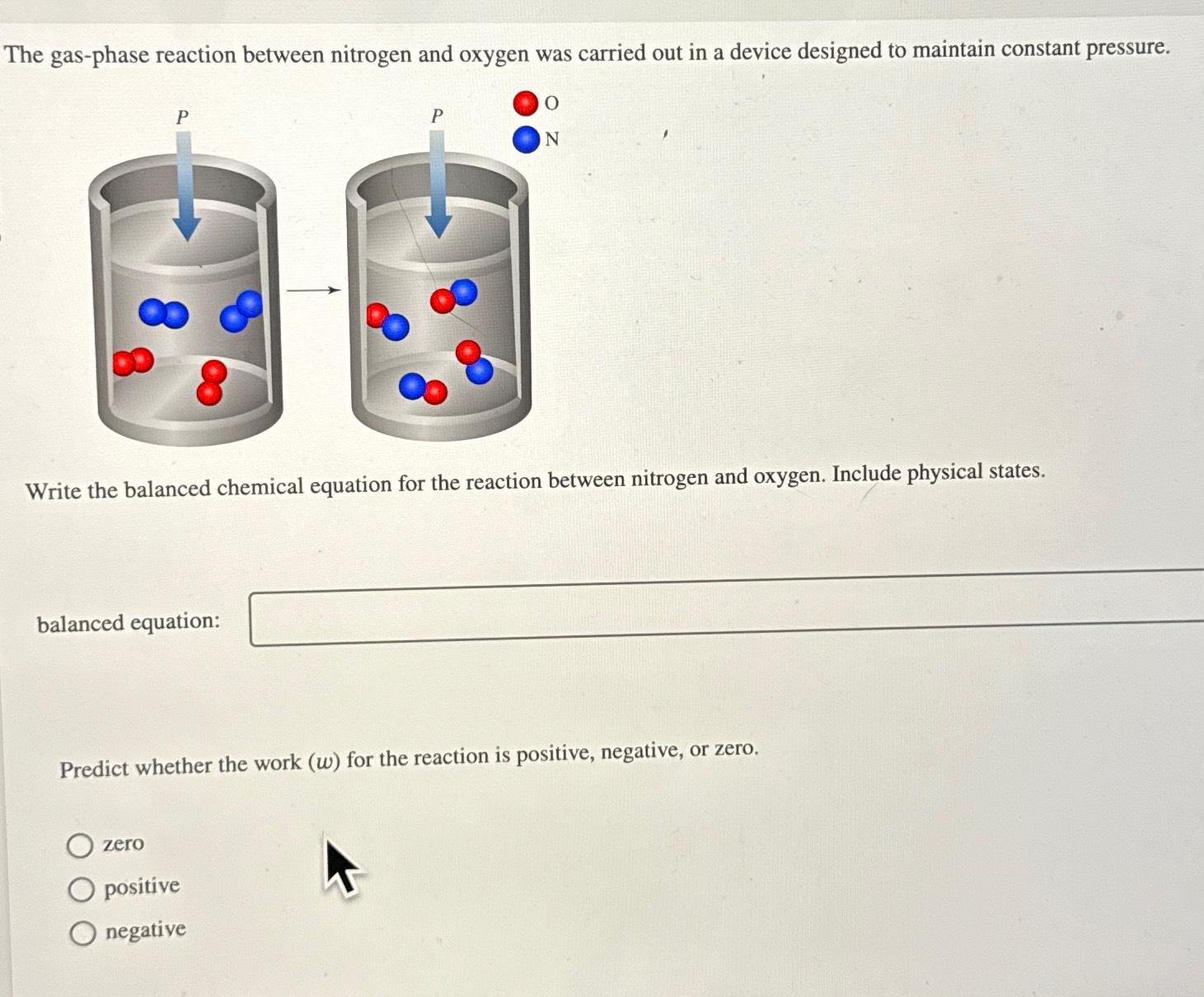 Solved The gas-phase reaction between nitrogen and oxygen | Chegg.com
