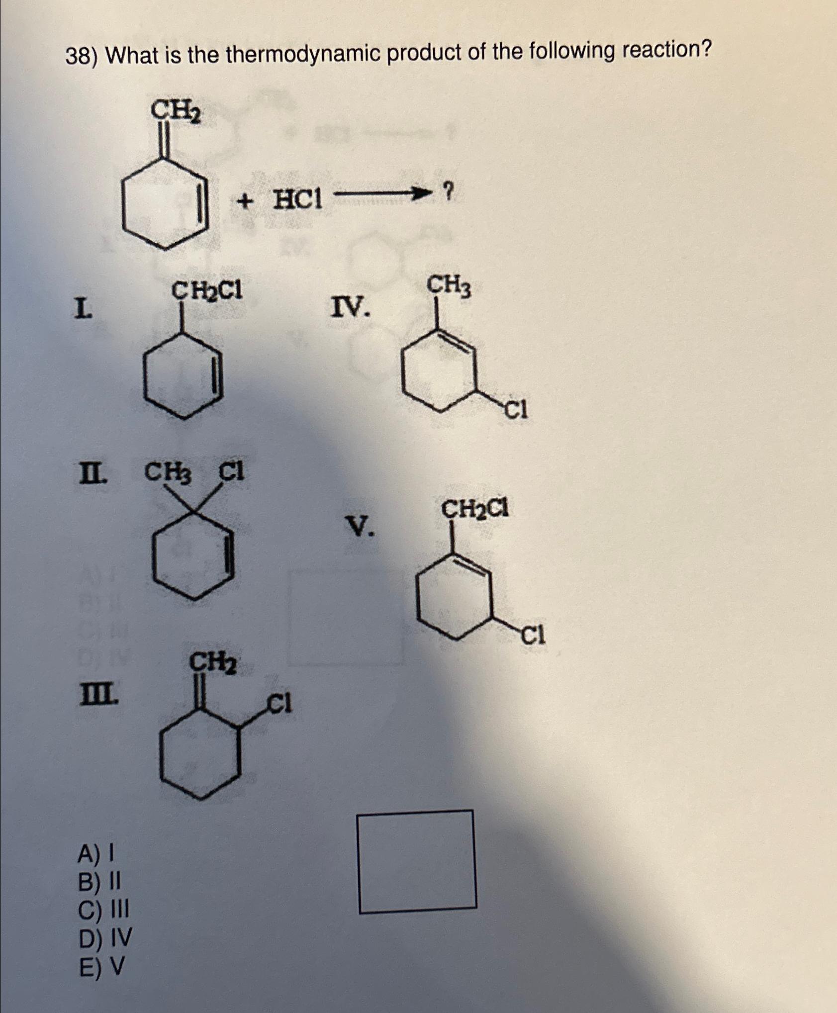 Solved What is the thermodynamic product of the following | Chegg.com