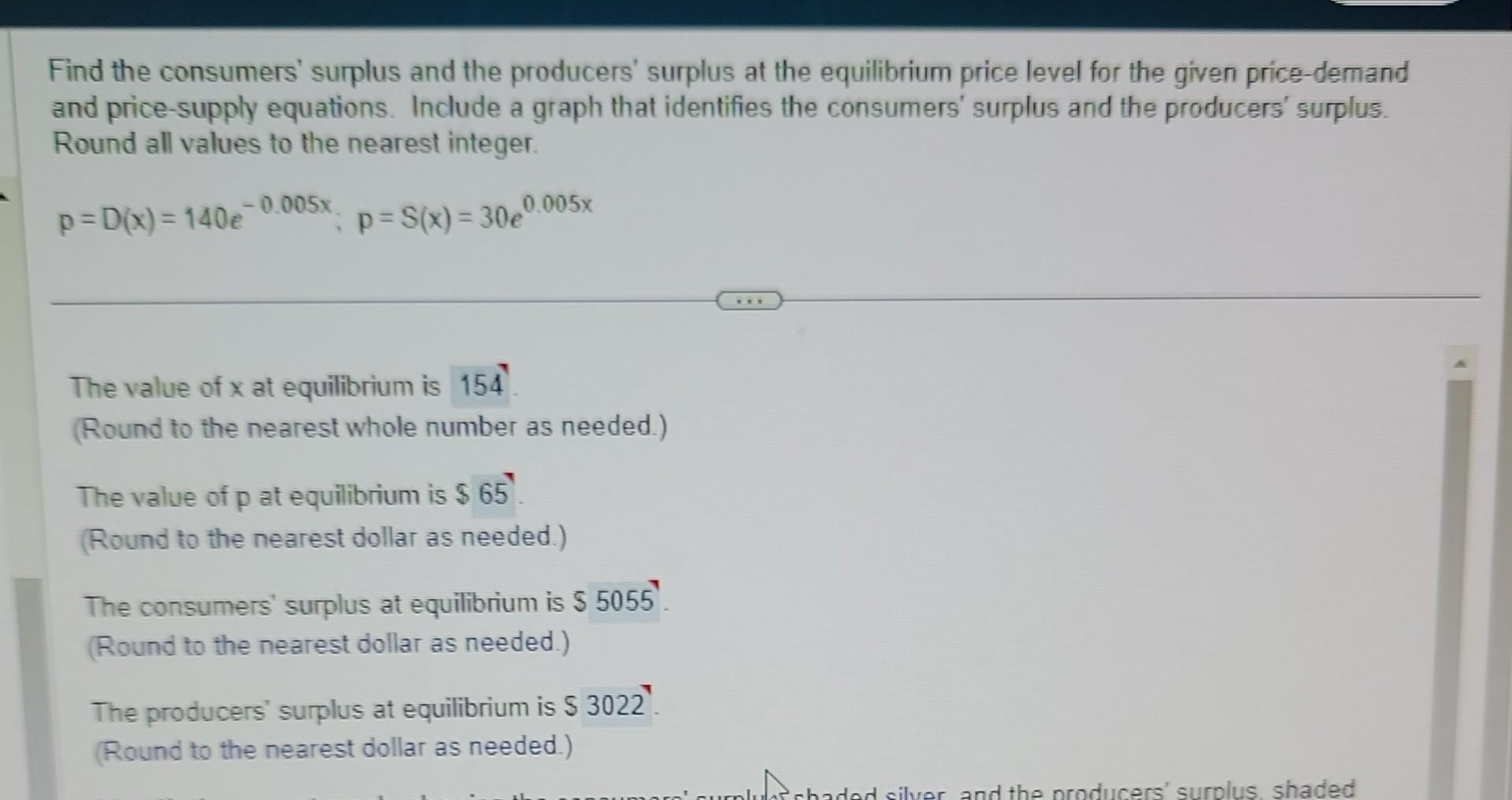 Solved Find the consumers' surplus and the producers' | Chegg.com