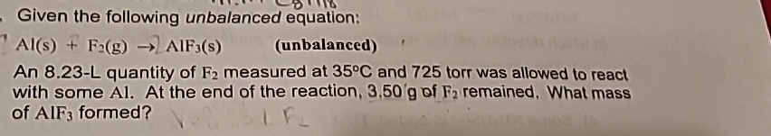 Solved Given the following unbalanced | Chegg.com