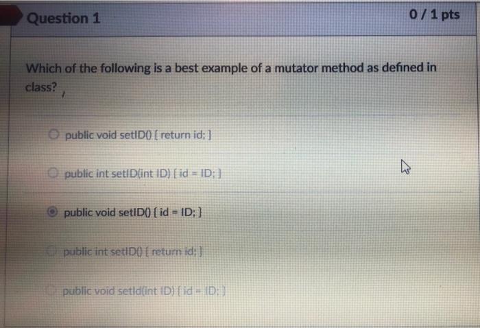Solved Question 1 0/1 pts Which of the following is a best | Chegg.com