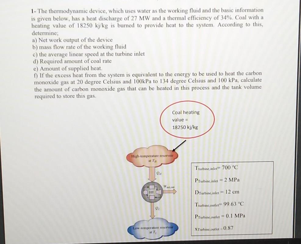 The thermodynamic device, which uses water as the | Chegg.com