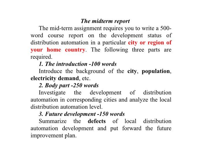 Solved The midterm report The mid-term assignment requires | Chegg.com