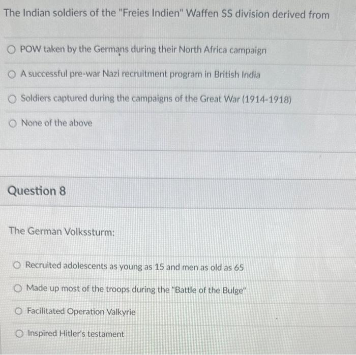 The Indian soldiers of the "Freies Indien" Waffen SS | Chegg.com