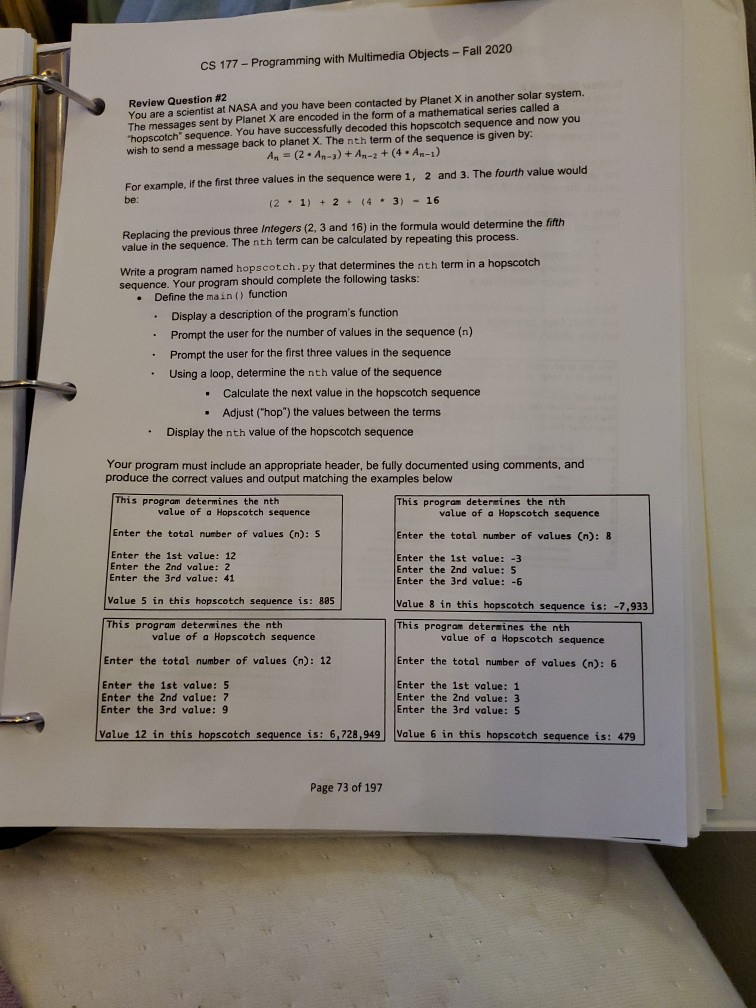 Solved CS 177 - Programming with Multimedia Objects - Fall | Chegg.com