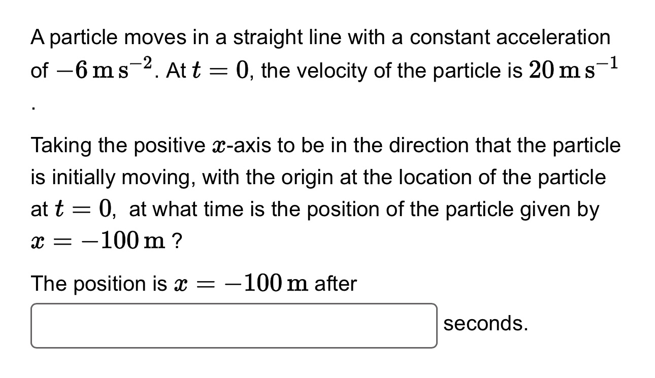 Solved A particle moves in a straight line with a constant | Chegg.com