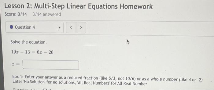 Solved Lesson 2: Multi-Step Linear Equations Homework Score: | Chegg.com