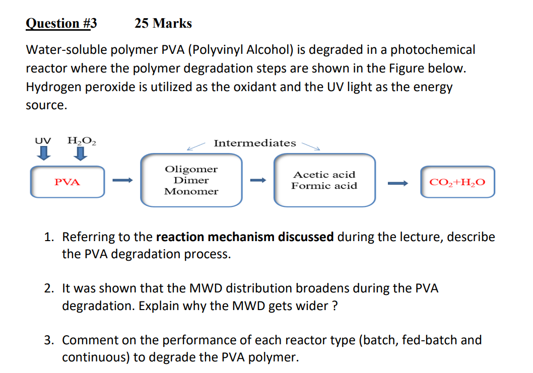Solved Question #325 ﻿MarksWater-soluble polymer PVA | Chegg.com