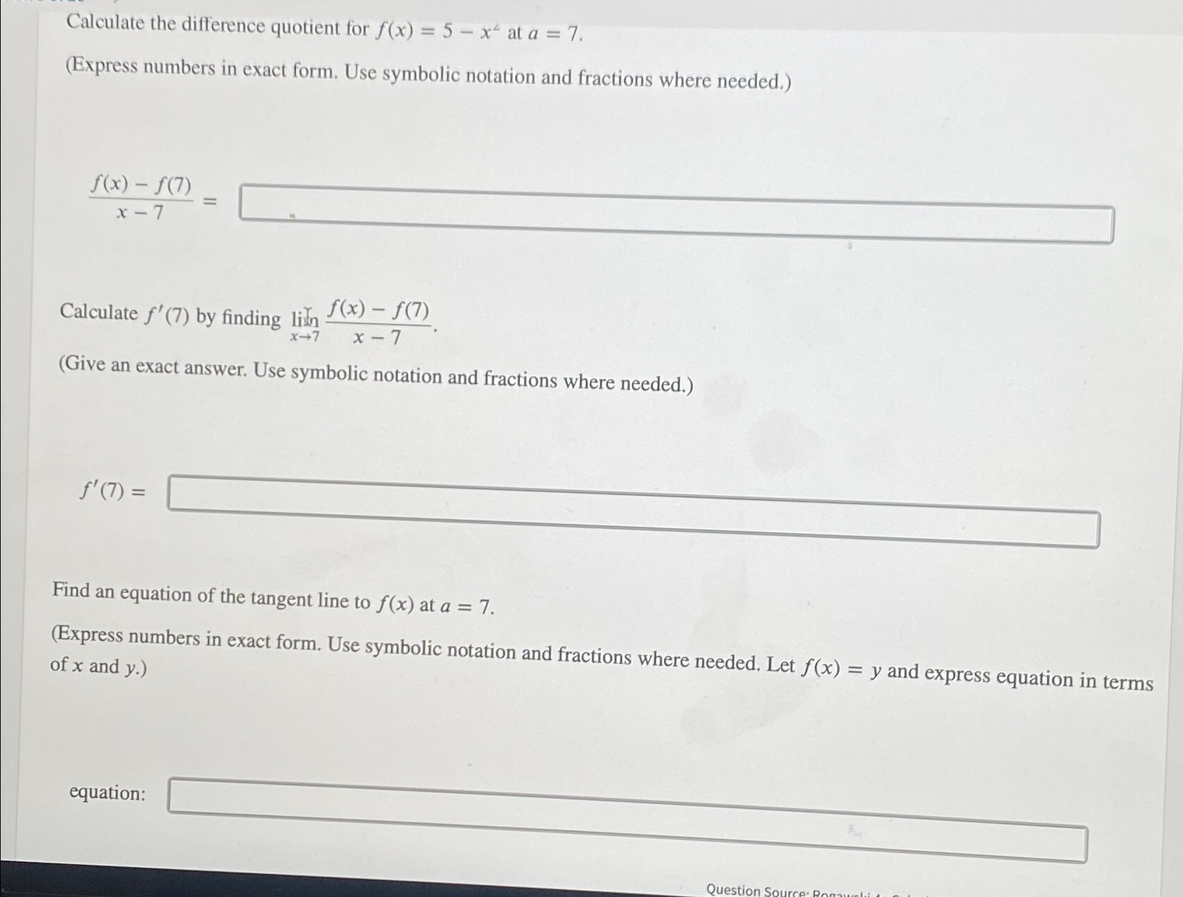 Solved Calculate the difference quotient for f(x)=5-x2 ﻿at | Chegg.com