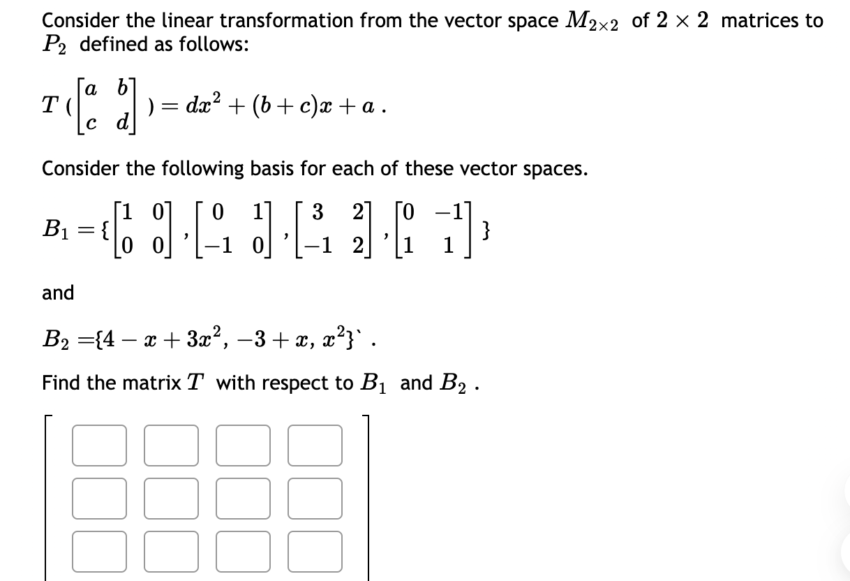 Consider the linear transformation from the vector | Chegg.com