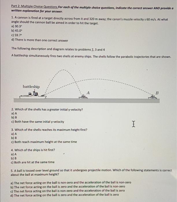 Solved Part 2: Multiple Choice Questions For each of the | Chegg.com