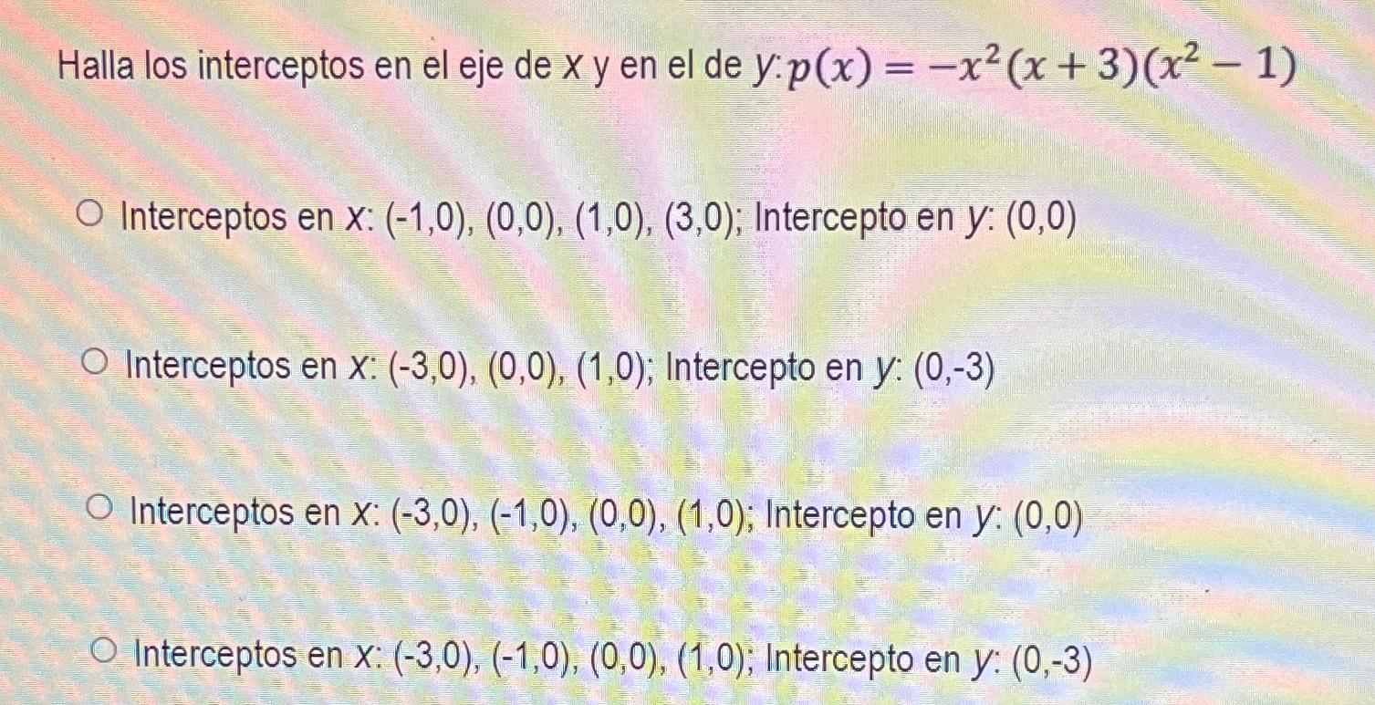 Solved Halla los interceptos en el eje de x ﻿y en el de | Chegg.com