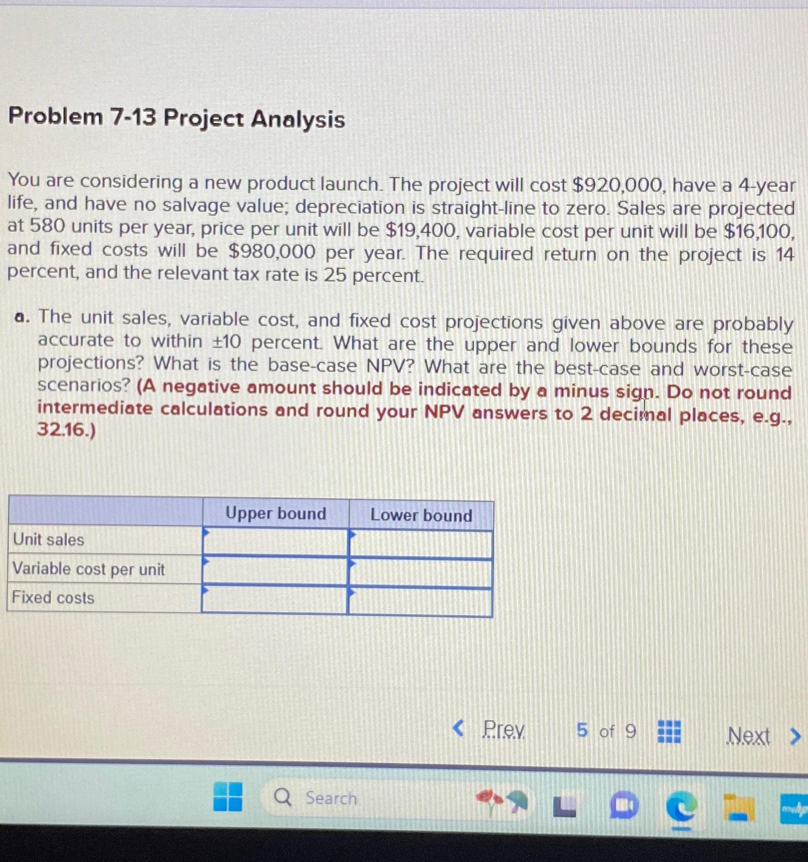 Solved Problem 7-13 ﻿Project AnalysisYou are considering a | Chegg.com