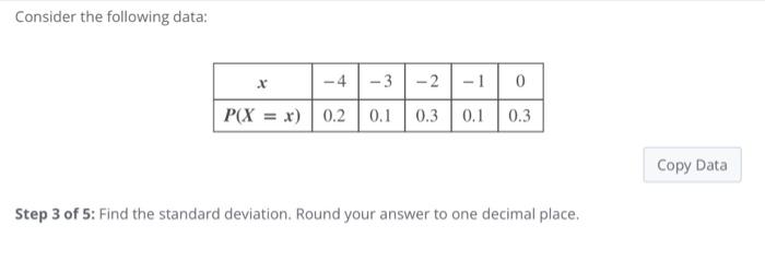 Solved Consider the following data -3 -2 -1 0 0.3 0,1 0,3 | Chegg.com