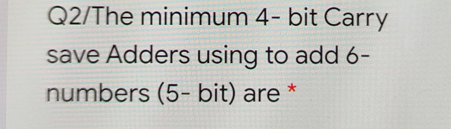 Solved Q2/The minimum 4-bit Carry save Adders using to add | Chegg.com