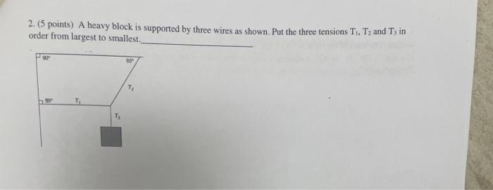 Solved URGENT!!! 2. ( 5 points) A heavy block is supported | Chegg.com