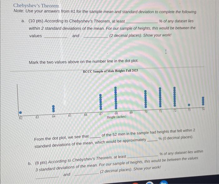 Solved Chebyshev's Theorem Note: Use your answers from \#1 | Chegg.com