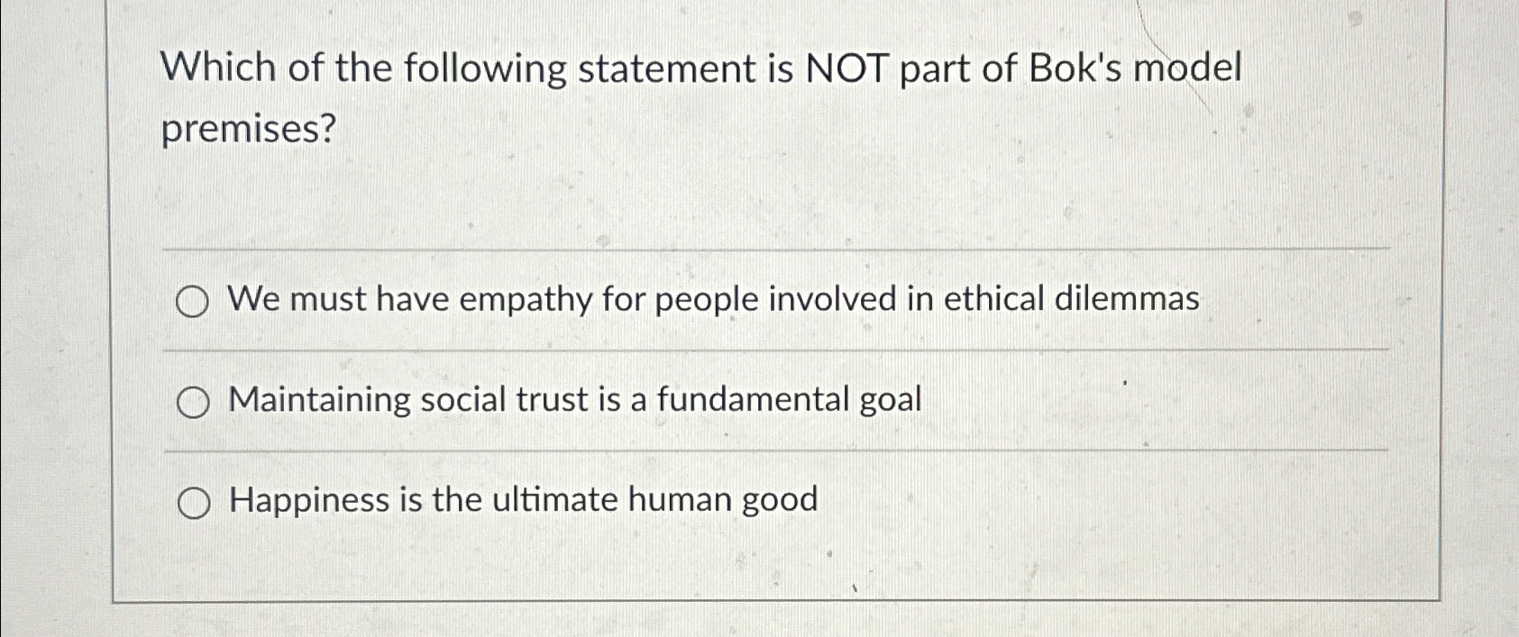 Solved Which of the following statement is NOT part of Bok's | Chegg.com