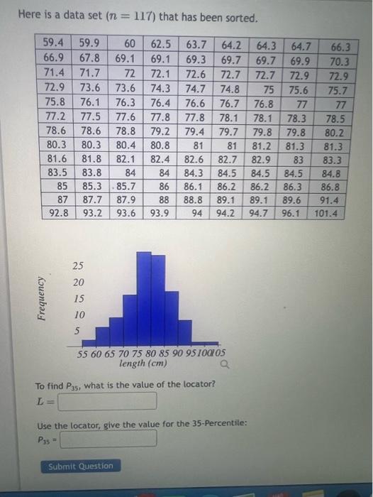 [Solved]: Here is a data set (n=117) that has been sorted.