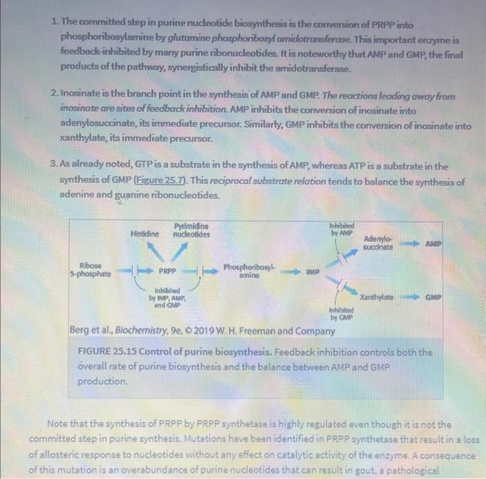1. The committed step in purine nucleotide | Chegg.com