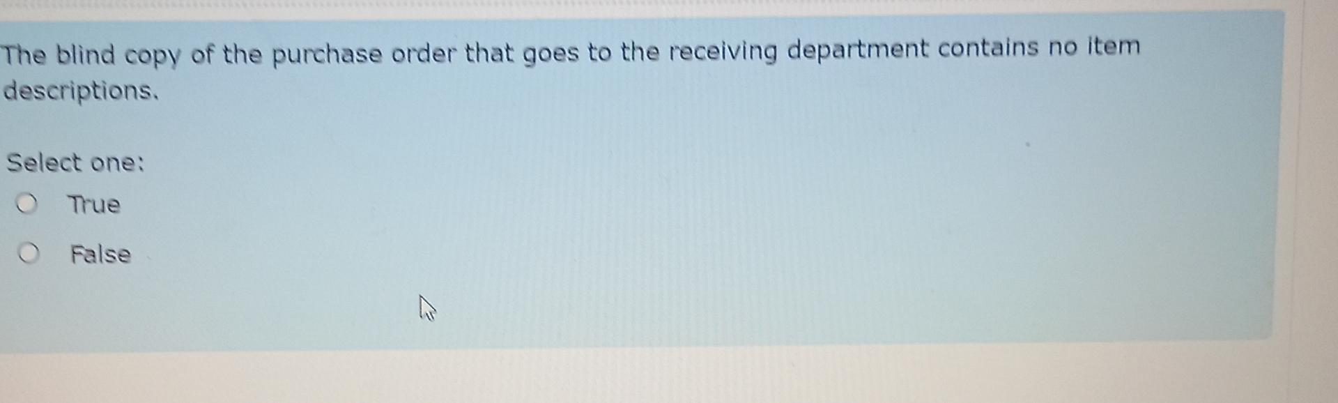 Solved The blind copy of the purchase order that goes to the | Chegg.com