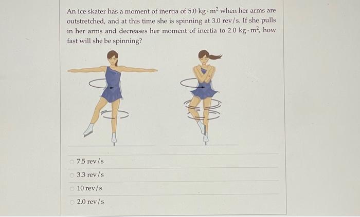 Solved An ice skater has a moment of inertia of 5.0 kg.mwhen | Chegg.com