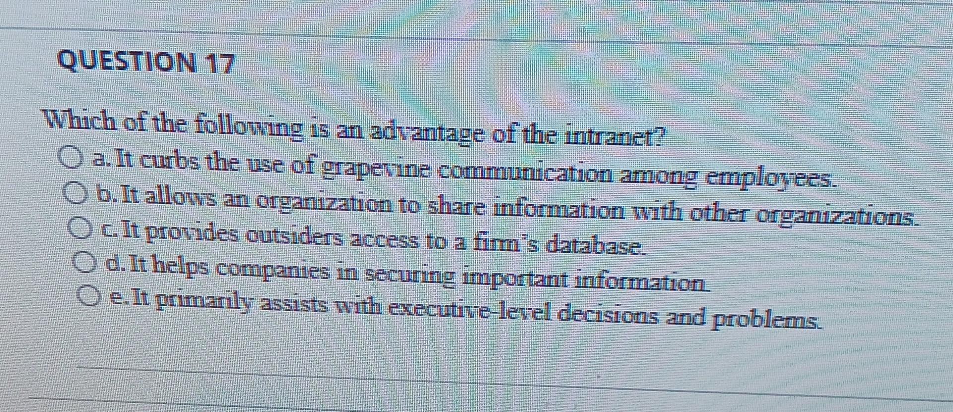 Solved Which of the following is an advantage of the | Chegg.com