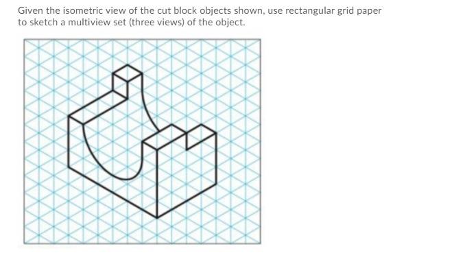 Solved Given the isometric view of the cut block objects | Chegg.com