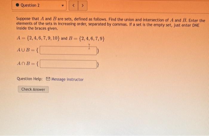 Solved Suppose that A and B are sets, defined as follows. | Chegg.com