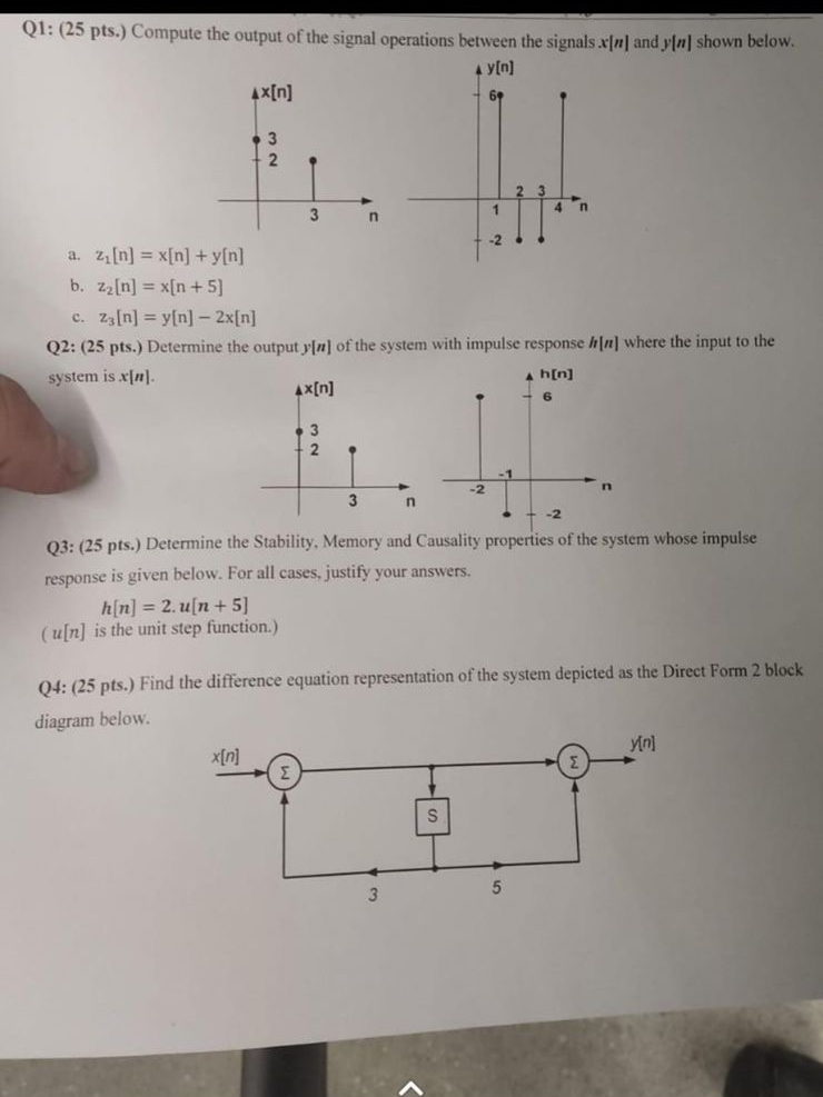 Q1 25 ﻿pts ﻿compute The Output Of The Signal