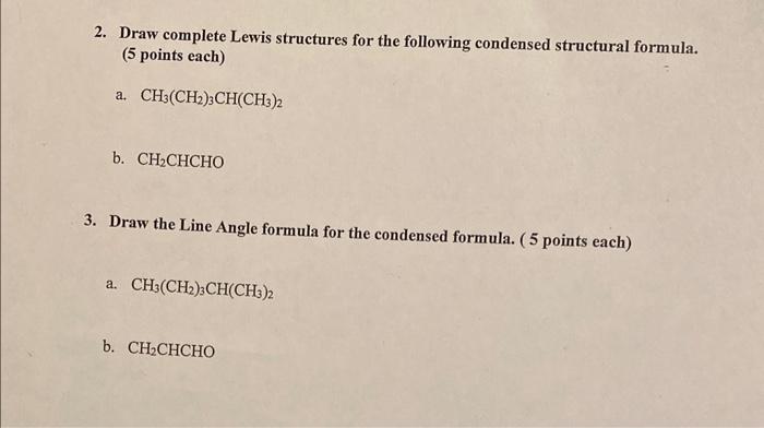 Solved 2. Draw complete Lewis structures for the following | Chegg.com