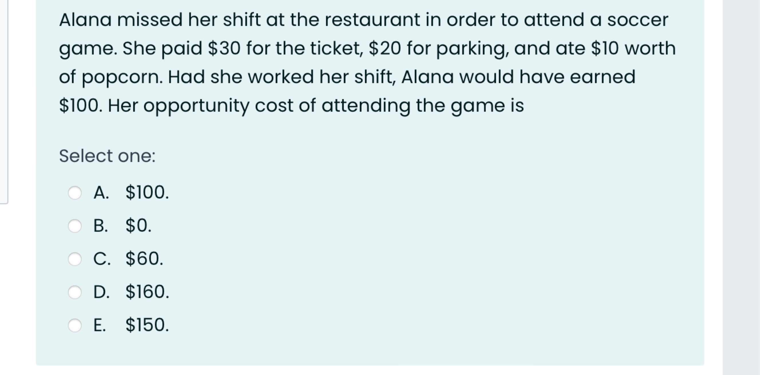 Solved Alana missed her shift at the restaurant in order to | Chegg.com
