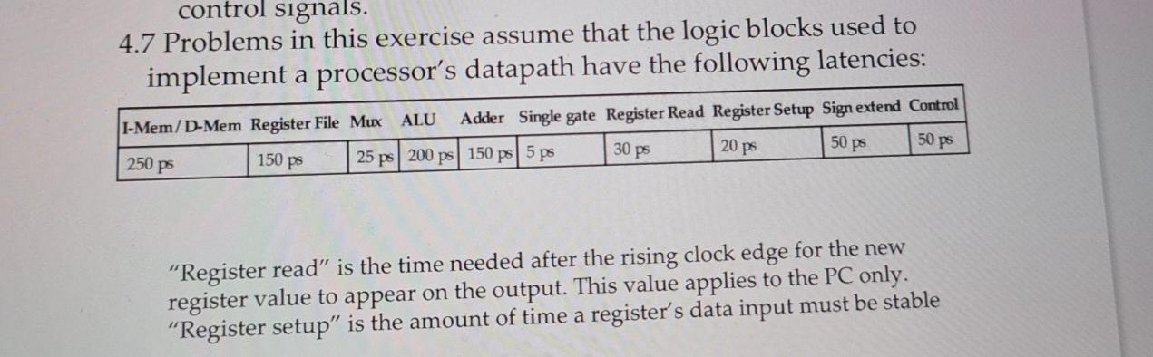Solved control signals. 4.7 Problems in this exercise assume | Chegg.com