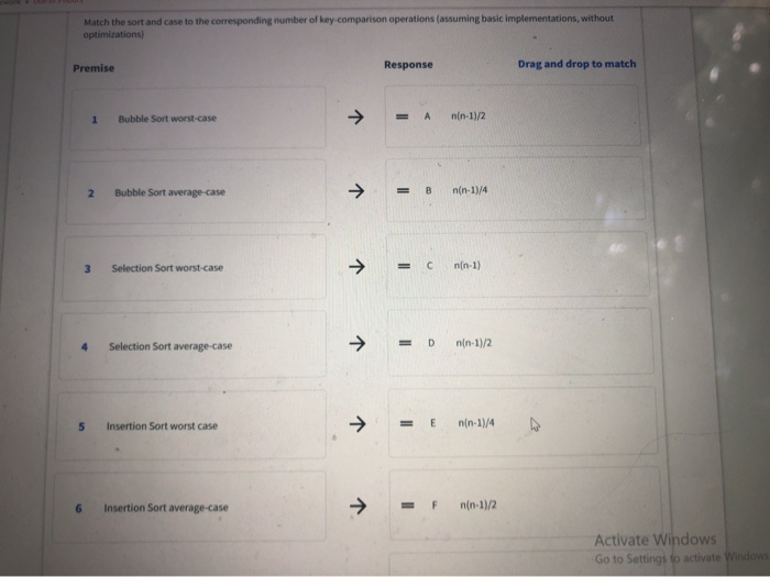Solved Match the sort and case to the corresponding number | Chegg.com