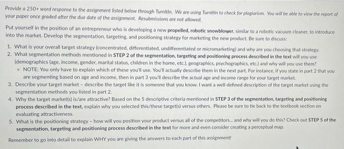 Solved Provide a 250+ word response to the assignment listed | Chegg.com
