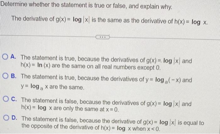 Solved Determine whether the statement is true or false, and | Chegg.com