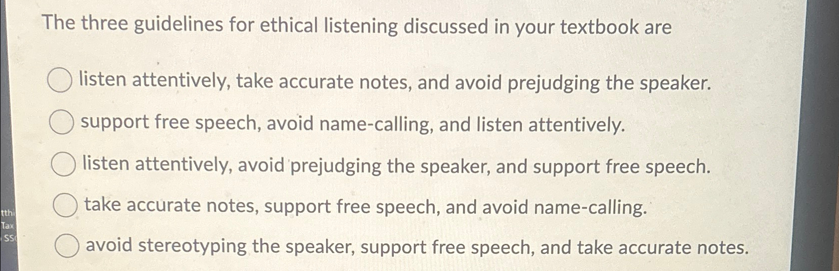 Solved The three guidelines for ethical listening discussed | Chegg.com