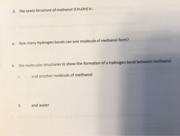 Solved 3. The Lewis Structure of methanol (CH3OH) is: a. How | Chegg.com