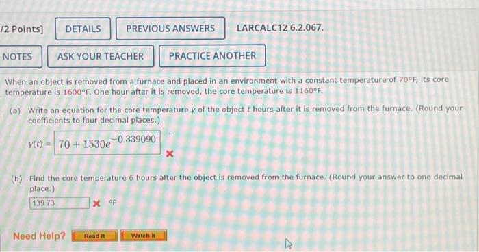 Solved When an object is removed from a furnace and placed | Chegg.com