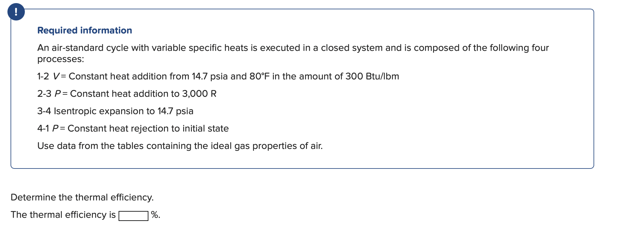 Solved Required informationAn air-standard cycle with | Chegg.com