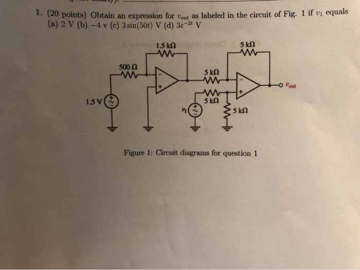 Solved . - points) Obtain an expression for Vout as labeled | Chegg.com