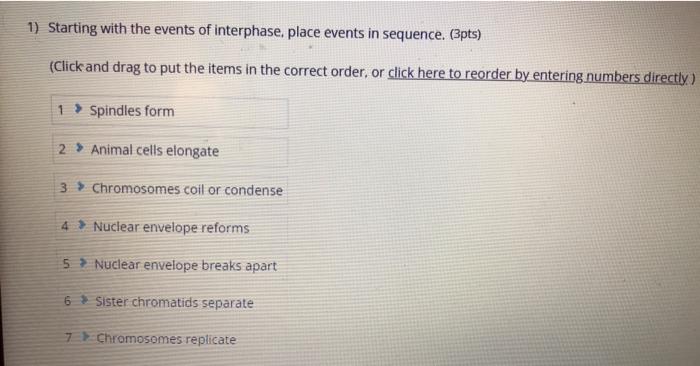Solved 1) Starting with the events of interphase, place | Chegg.com