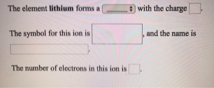 Solved The element lithium forms a with the charge The | Chegg.com