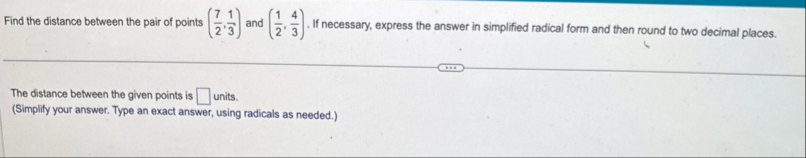 Solved Find the distance between the pair of points (72,13) | Chegg.com