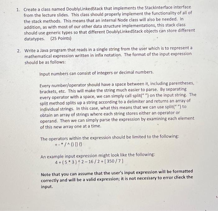 Solved 1. Create a class named DoublyLinkedStack that | Chegg.com