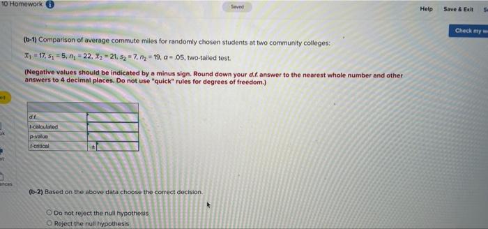 Solved 10 Homework Seved Help Save & Exit Check my w (6-1) | Chegg.com
