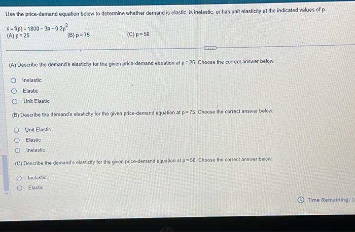 Solved Use the price-demand equation below to determine | Chegg.com