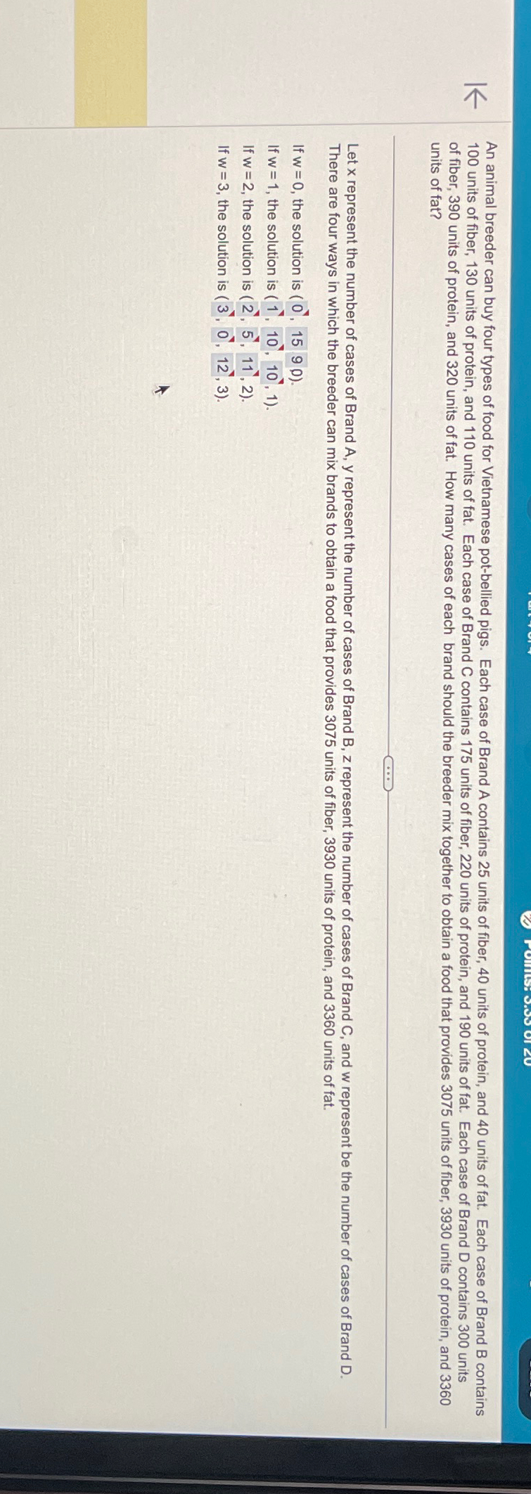 Solved units of fat?Let x ﻿represent the number of cases of | Chegg.com